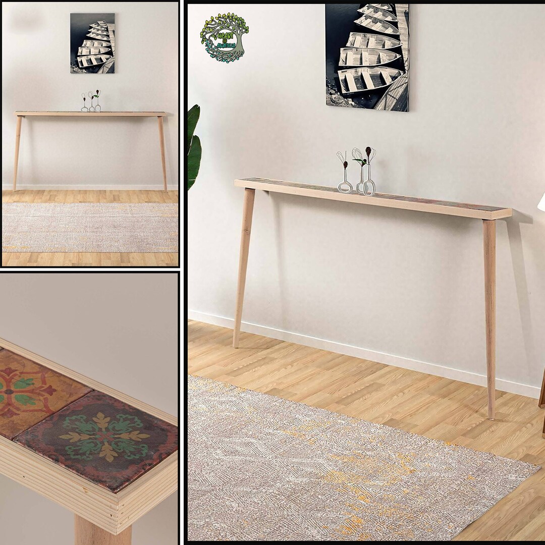 Bar End Table Handmade Wood & Stone Side Table Unique - Etsy