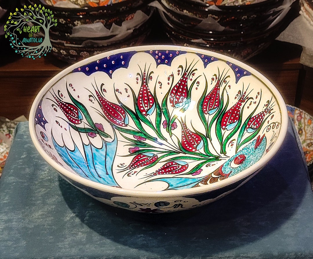 12" Large Ceramic Fish Bowl | Pasta Salad Soup Fruit Cereal Serving ...