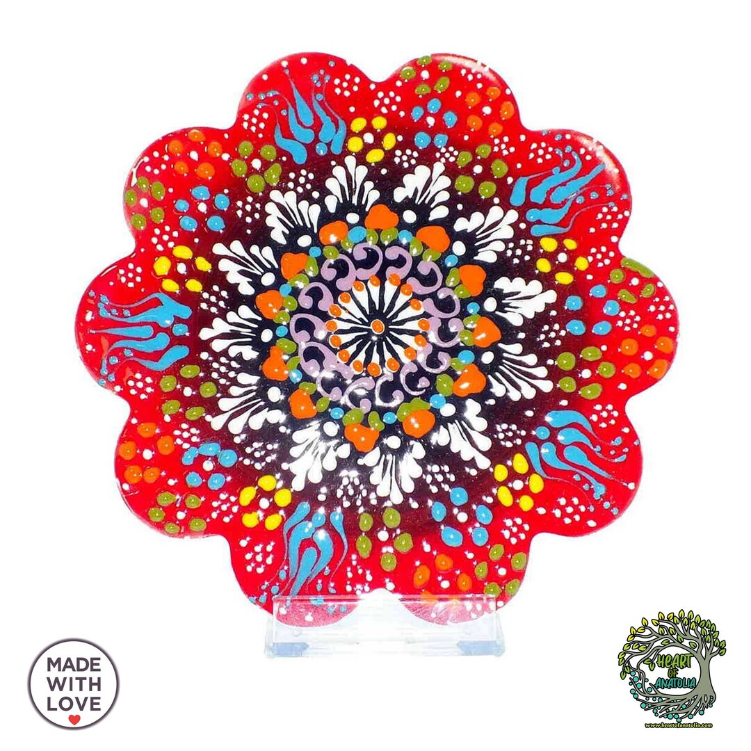 Hand-painted Ceramic Trivet 7" – Handmade Turkish Tile Pottery for Hot ...
