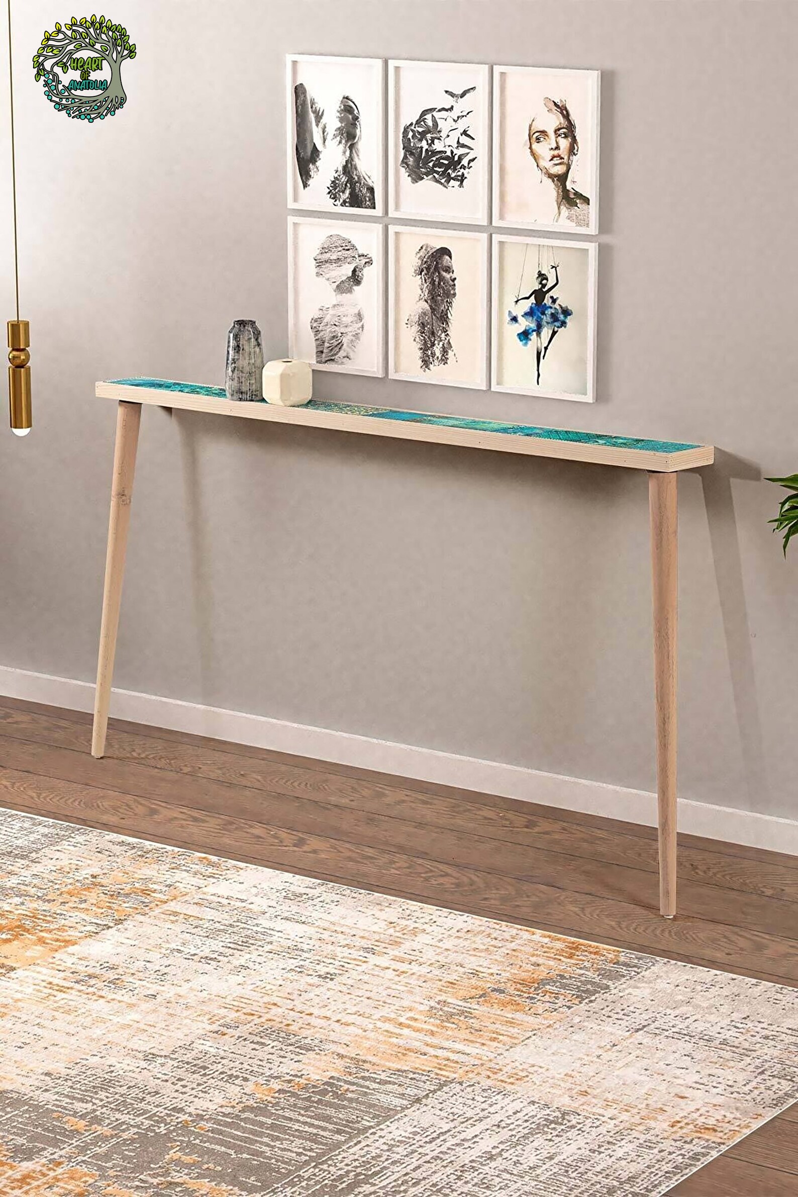 Console Table Handmade Wood & Stone Unique Side Table - Etsy