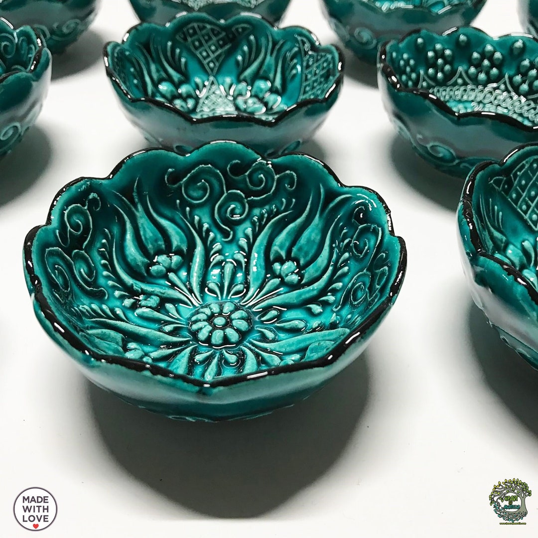 6x Handmade Ceramic Small Bowls Set Chip Dipping Pottery Decorative Key ...