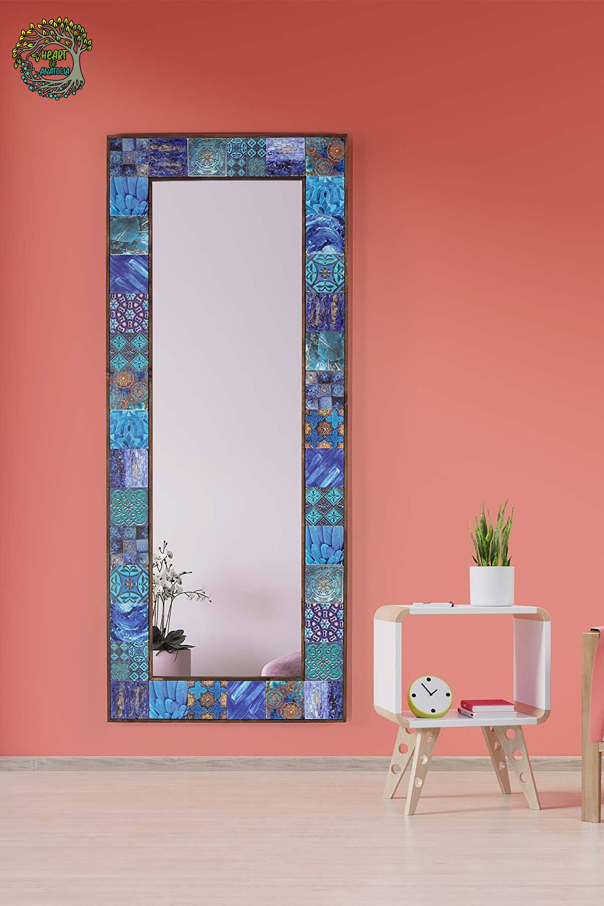 Mosaic Tile Mirror | Boho Full Length Floor or Wall Mirror - Etsy