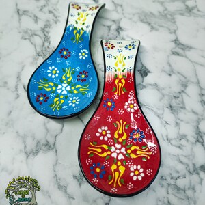 Spoon Rest Set of 2 Handmade Ceramic | Kitchen Utensil Holder | Turkish ...