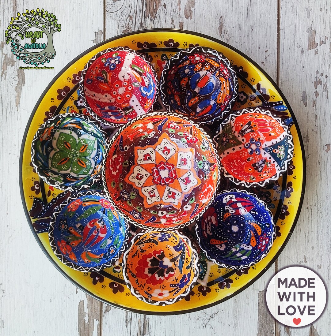 Handmade Ceramic Bowl Set | Floral Serving Platter - Tapas Dinnerware ...