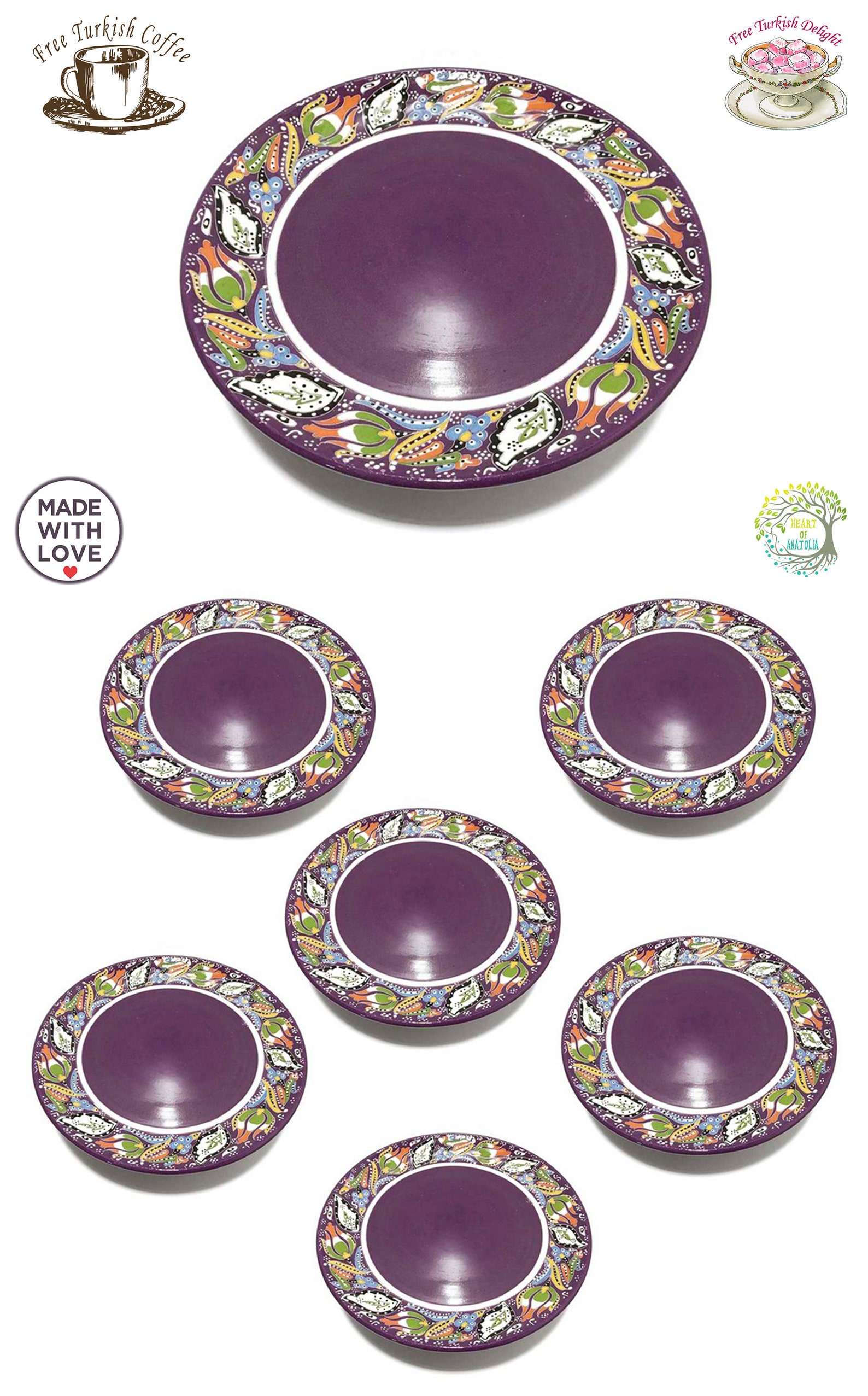 Set of 6 Ceramic Dessert Cake Serving Plates Colorfull - Etsy