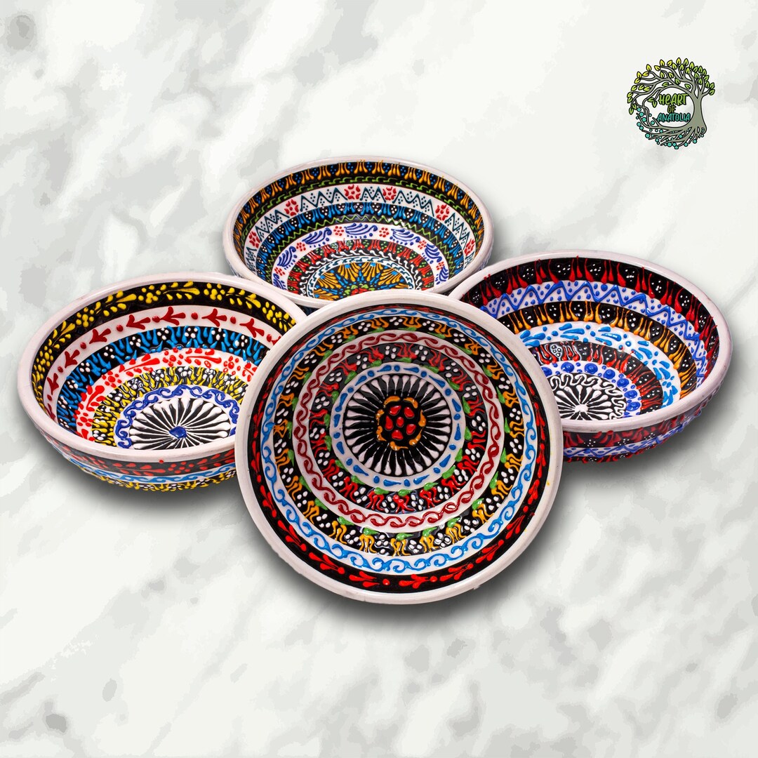 Handmade Ceramic Unique Bowls Set of 4 | Large Serving Soup Pasta Salad ...