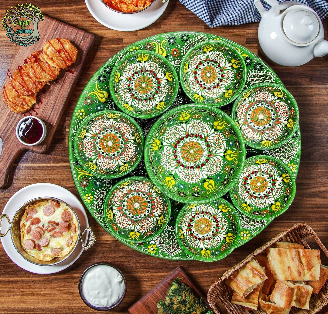 Serving Bowls Tray Platter Set of 9 | Handmade Ceramic Pottery for Soy ...
