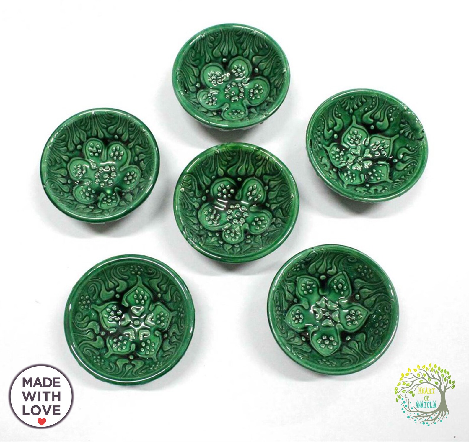 6 Pieces Small & Big Ceramic Bowls Set Traditional Embossed - Etsy