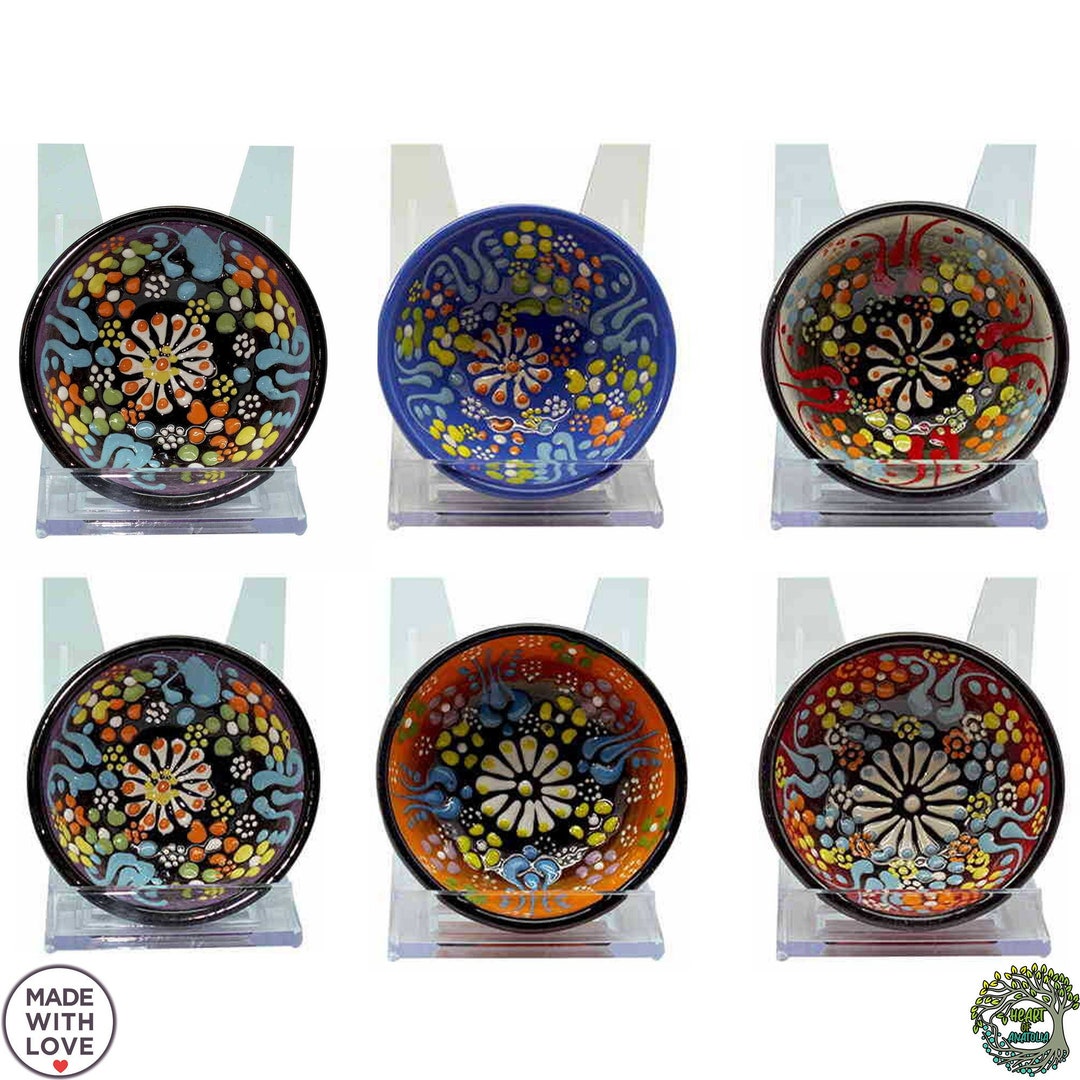 6x Ceramic Serving Bowl Set | Turkish Handmade Prep Spice Salt Sauce ...