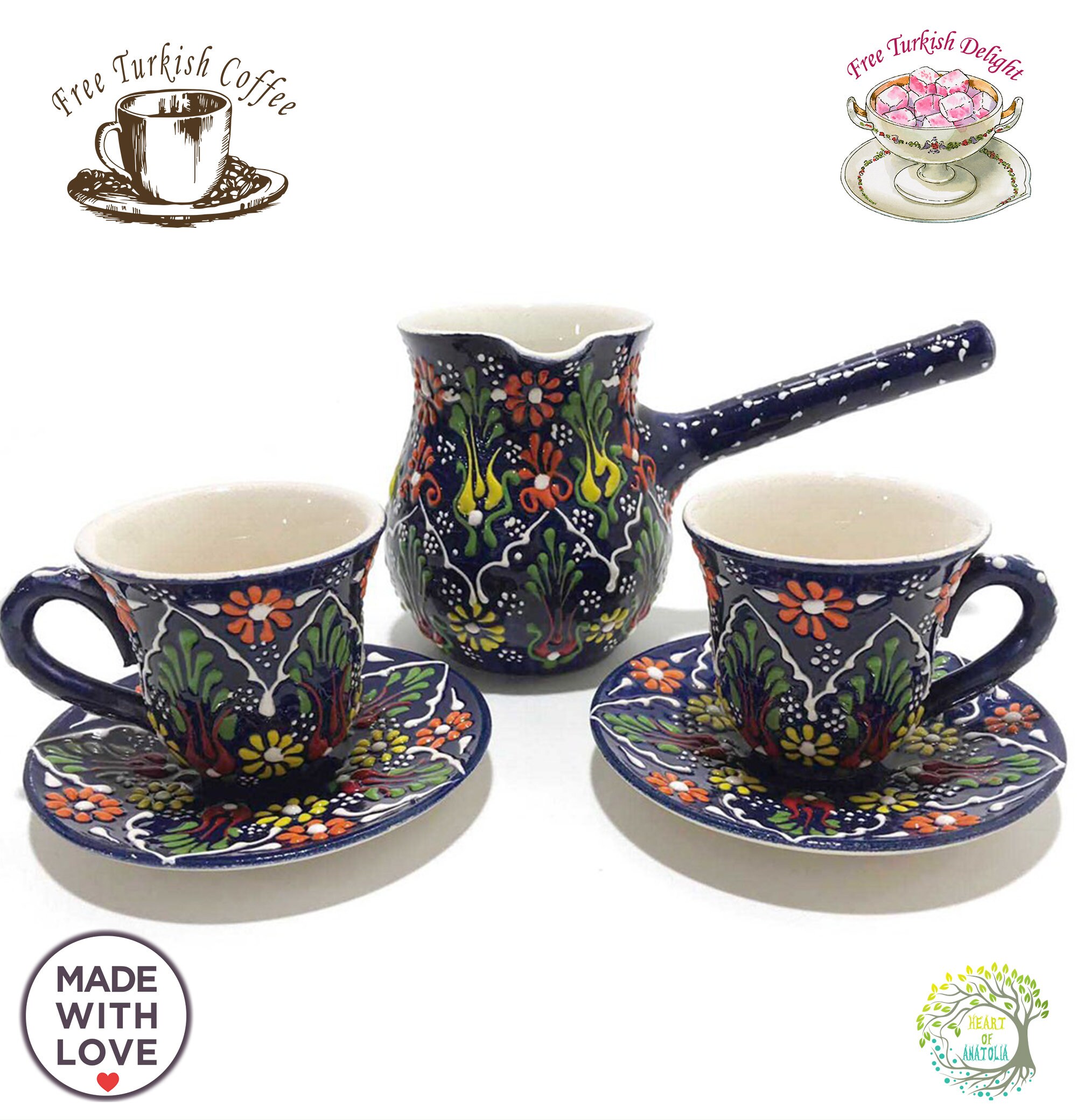 Ceramic Mug Set & Coffee Pot Turkish Coffee Espresso Cup | Etsy