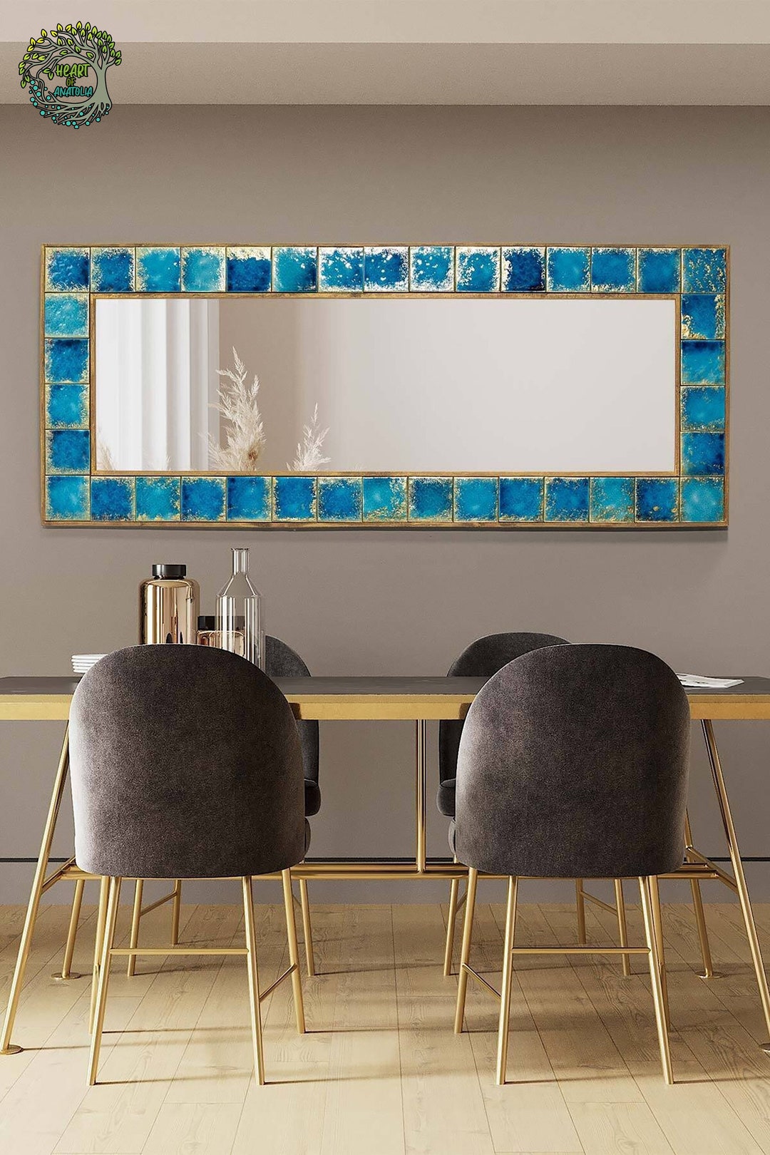 Wood Mirror Full Lenght | Wall Decor Large Mirror Art | Boho Mosaic ...