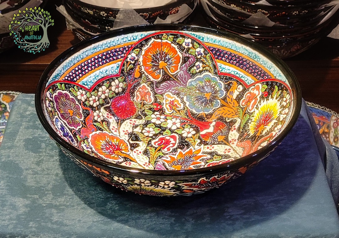 12" Large Ceramic Bowl | Salad Pasta Soup Fruit Cereal Serving Bowl ...