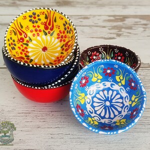 6x Handmade Ceramic Bowls Set | Small Turkish Pottery Dinnerware ...