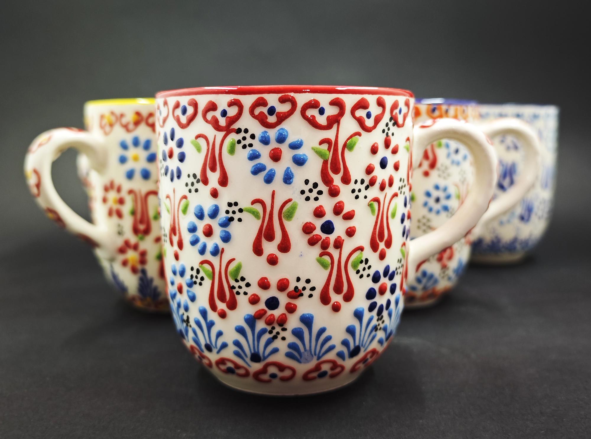Hand-painted Turkish Coffee Mug | Large Ceramic Floral Tea Cup - Etsy