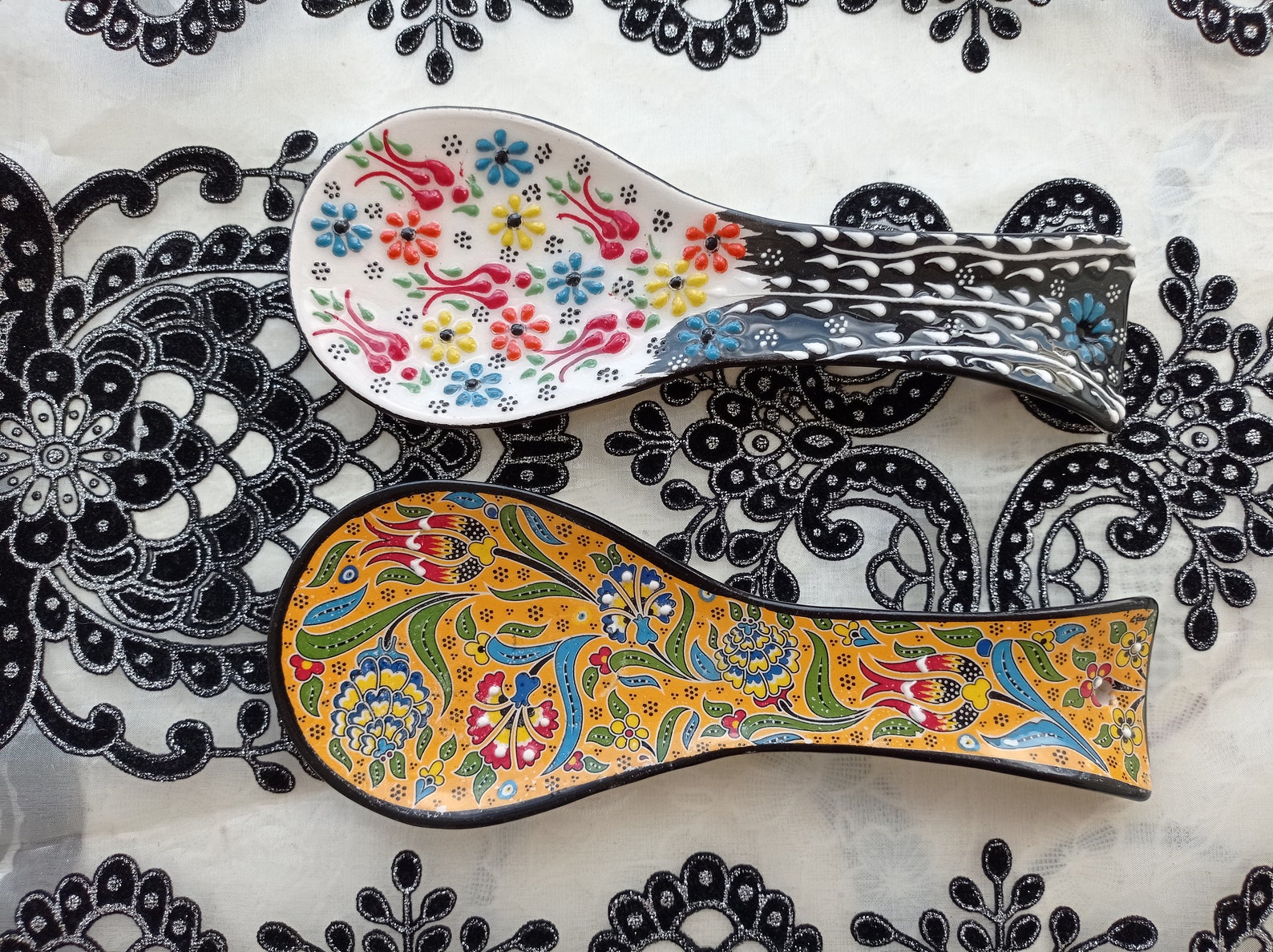 2x Ceramic Spoon Rest Set for Kitchen Unique Handmade Turkish - Etsy