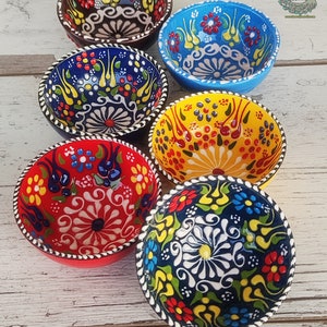 6x Handmade Ceramic Bowls Set | Small Turkish Pottery Dinnerware ...