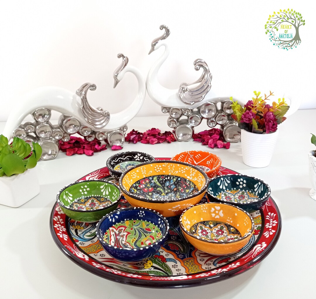 Ceramic Bowls Tray Set | Breakfast Dinnerware Serving Set of 8 ...