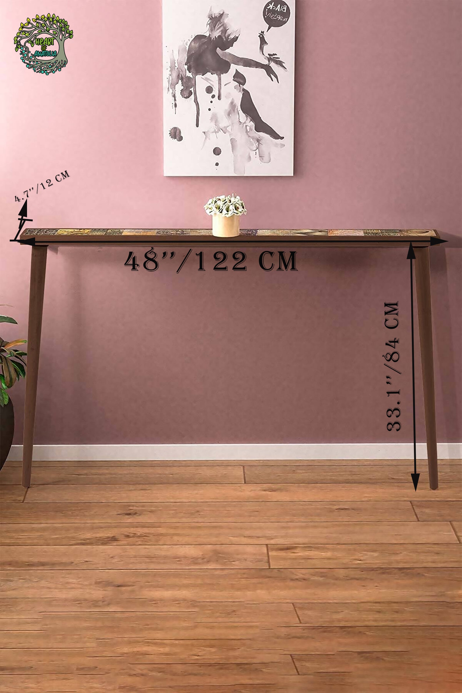 Console Table Handmade Wood & Stone Unique Side Table - Etsy