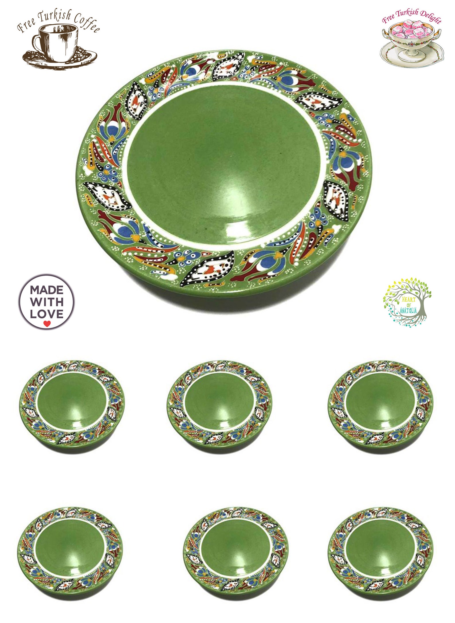 Set of 6 Ceramic Dessert Cake Serving Plates Colorfull - Etsy