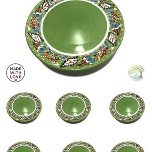 Set of 6 Ceramic Dessert Cake Serving Plates Colorfull Handmade ...