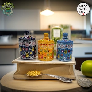 Ceramic Spice Jars Set With Lid | Handmade Customize Decorative Spice ...