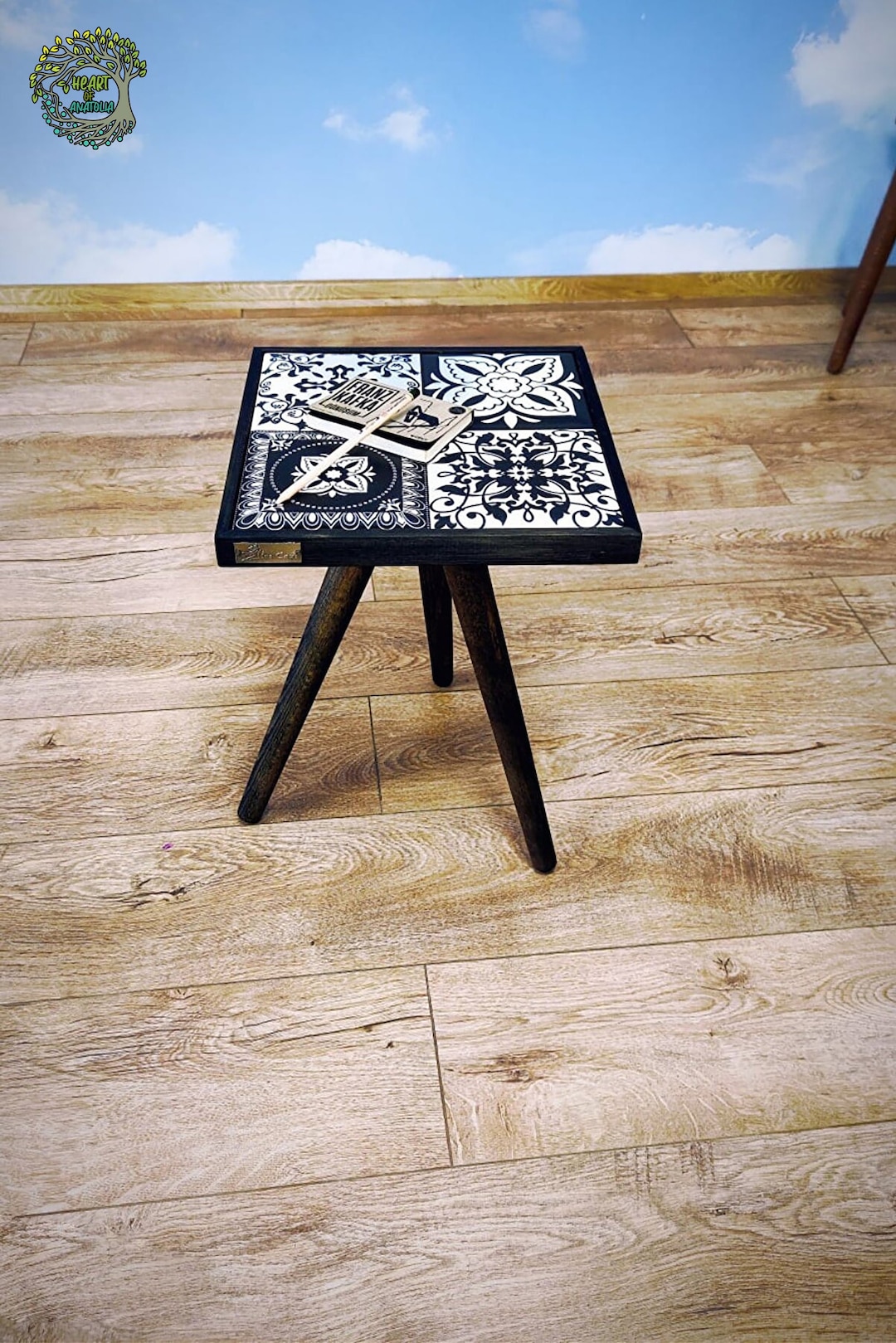 Unique Coffee Table Wood & Stone Unique Side Table Reclaimed Vintage ...