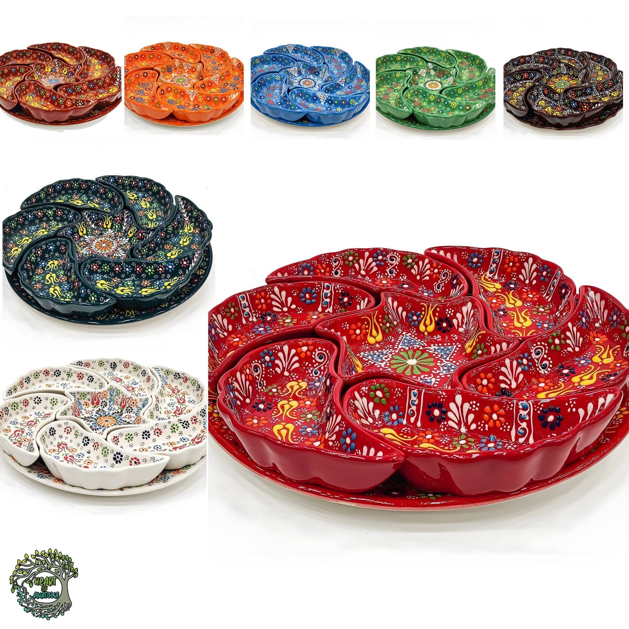Handmade Ceramic Serving Set | Decorative Pottery Bowls & Platter - Etsy