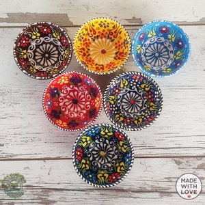 6x Handmade Ceramic Bowls Set | Small Turkish Pottery Dinnerware ...