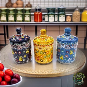 Ceramic Spice Jars Set With Lid | Handmade Customize Decorative Spice ...