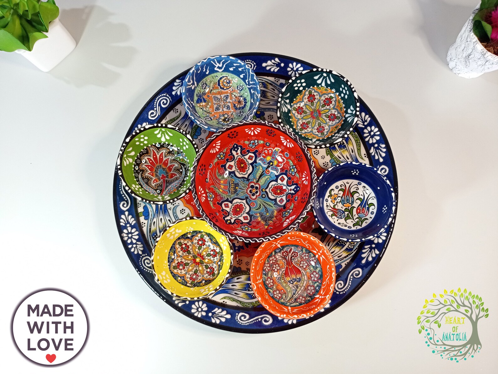 8x Ceramic Tray Bowls Set for Breakfast Dinnerware Handmade - Etsy