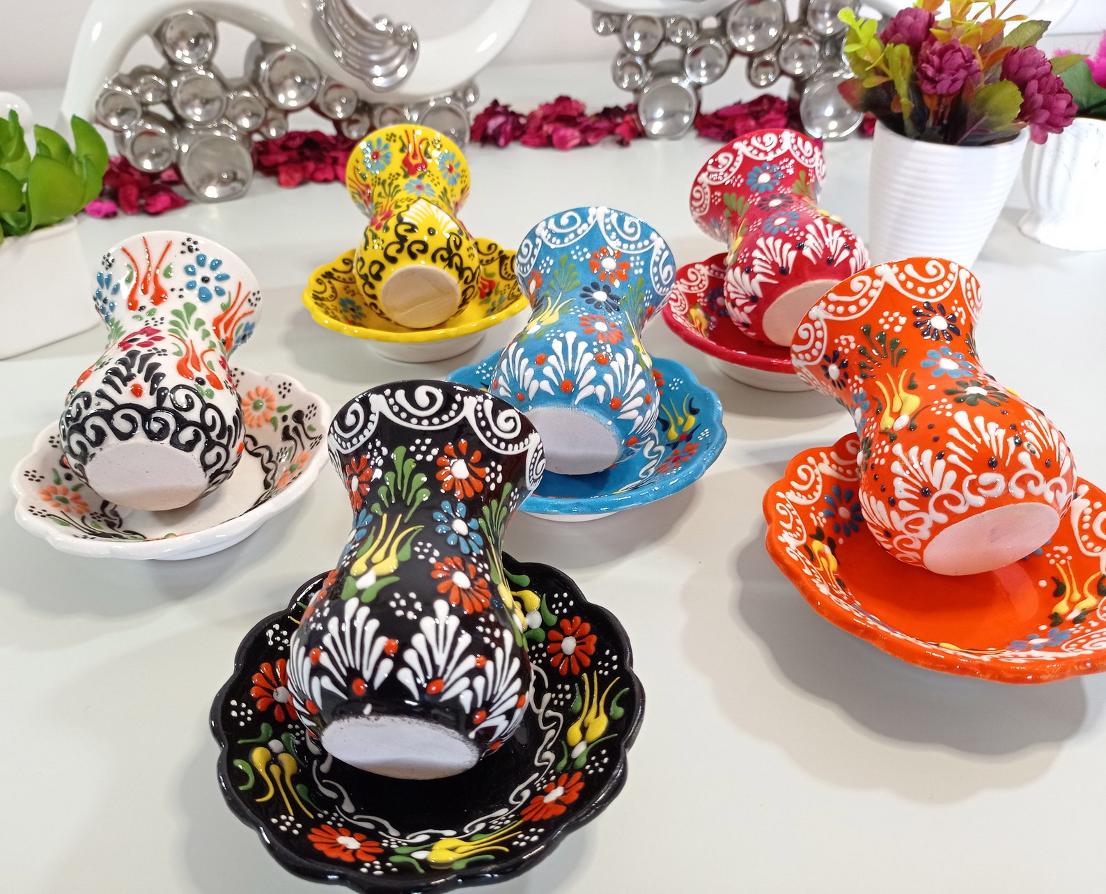 12x Turkish Tea Set 6 Tea Cups and 6 Saucers Handmade - Etsy