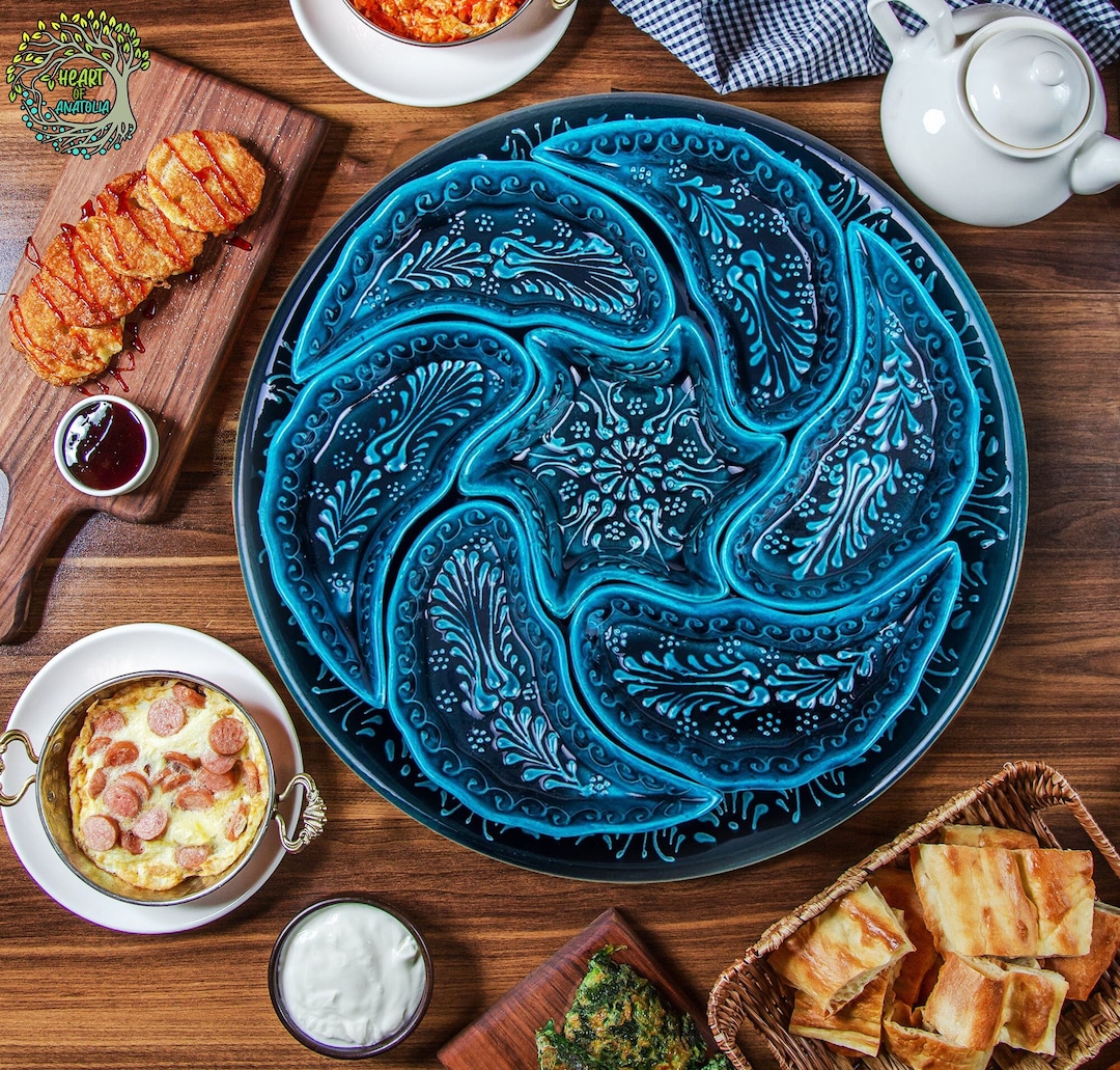 Unique Serving Platter Set 8 Pieces Ceramic Dinnerware Set Plate ...