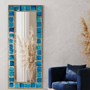 Wood Mirror Full Lenght | Wall Decor Large Mirror Art | Boho Mosaic ...