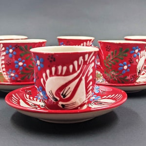 Turkish Coffee Mugs Set | Handmade Ceramic Handle Pottery Cup| Unique ...