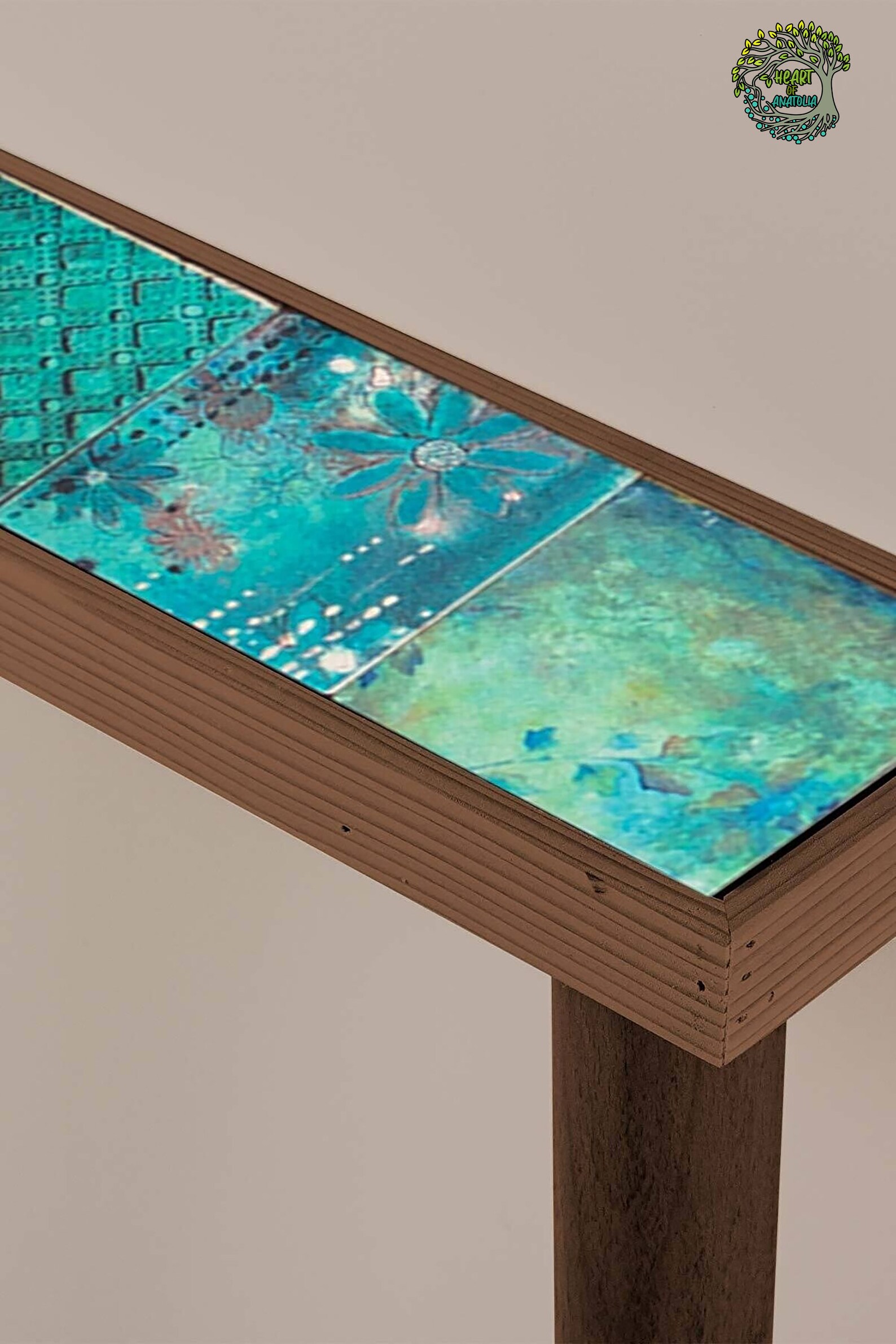 Console Table Handmade Wood & Stone Unique Side Table - Etsy