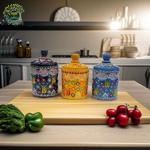 Ceramic Spice Jars Set With Lid | Handmade Customize Decorative Spice ...