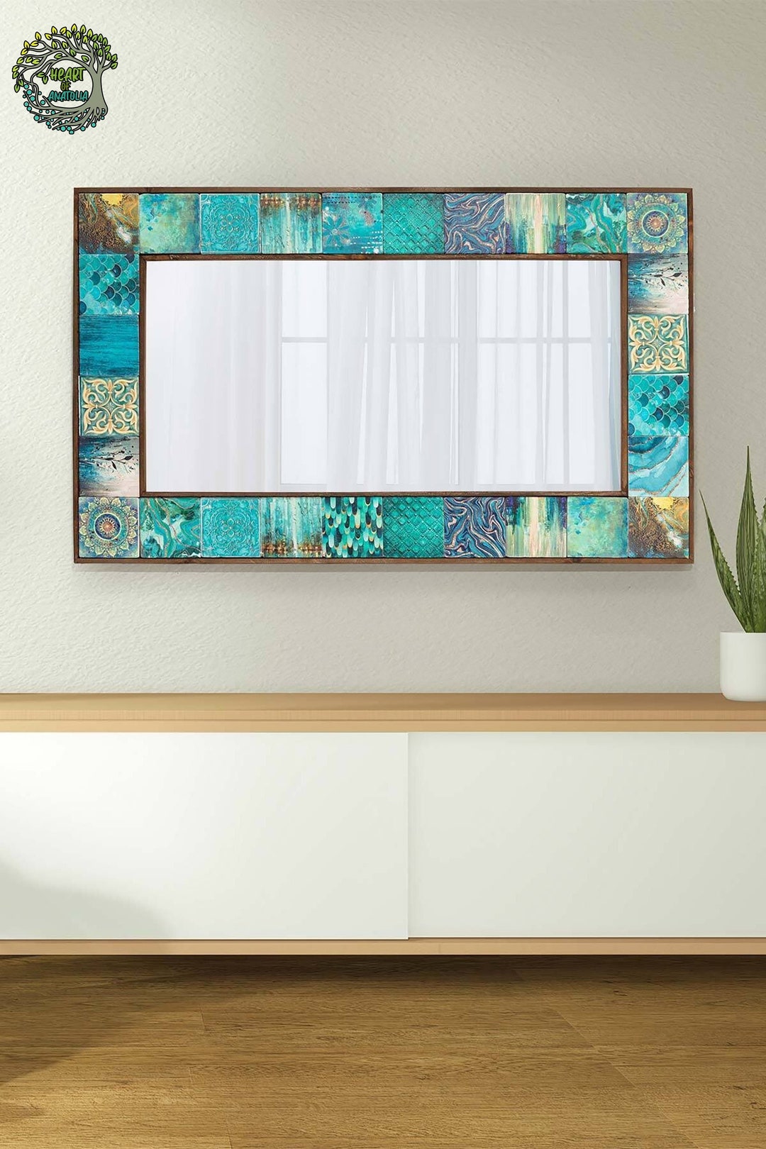 Boho Mirror | Wall Decor Mirror Art | Full Lenght Boho Mosaic Large ...