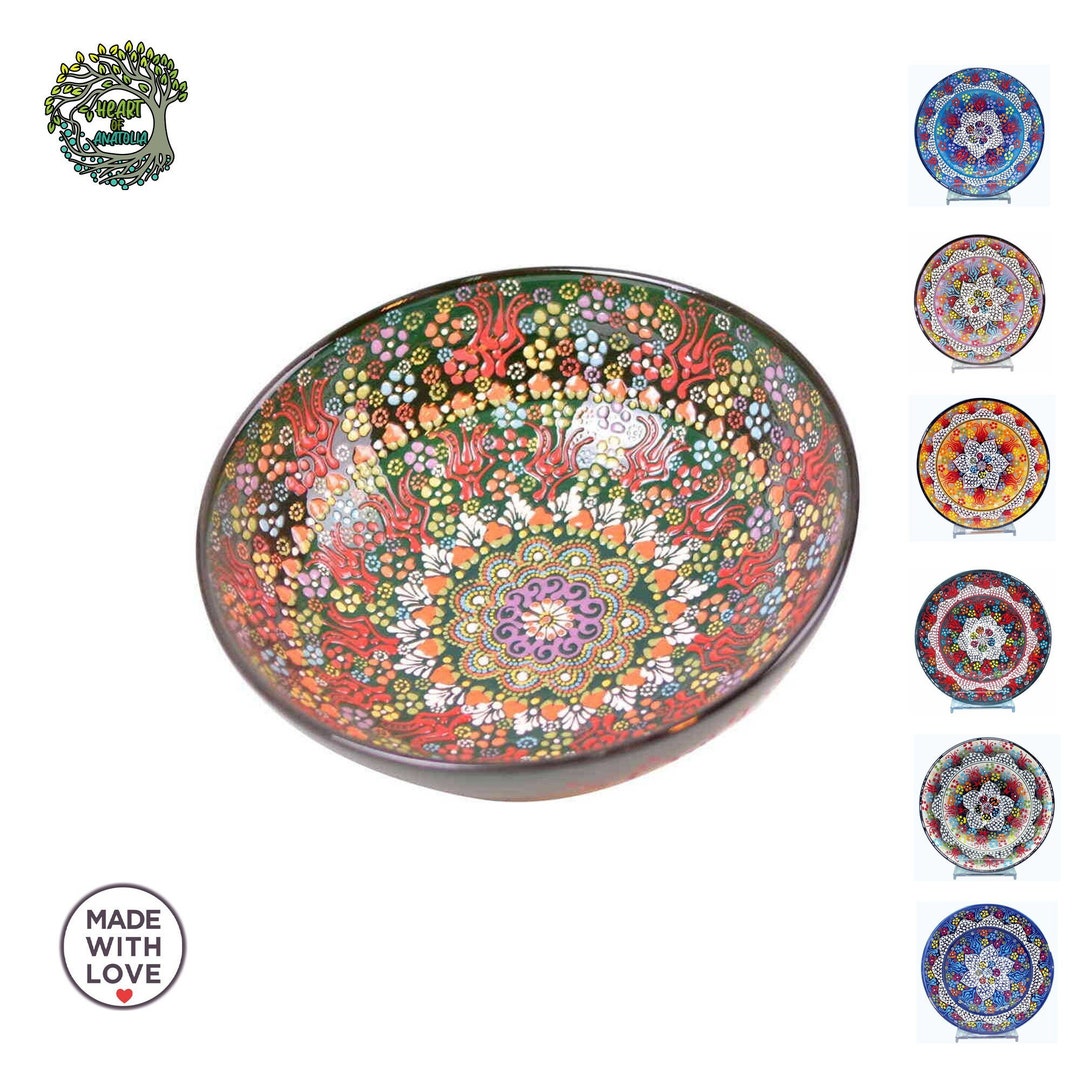 10" Decorative Ceramic Bowls | Large Handmade Turkish Pottery | Soup ...