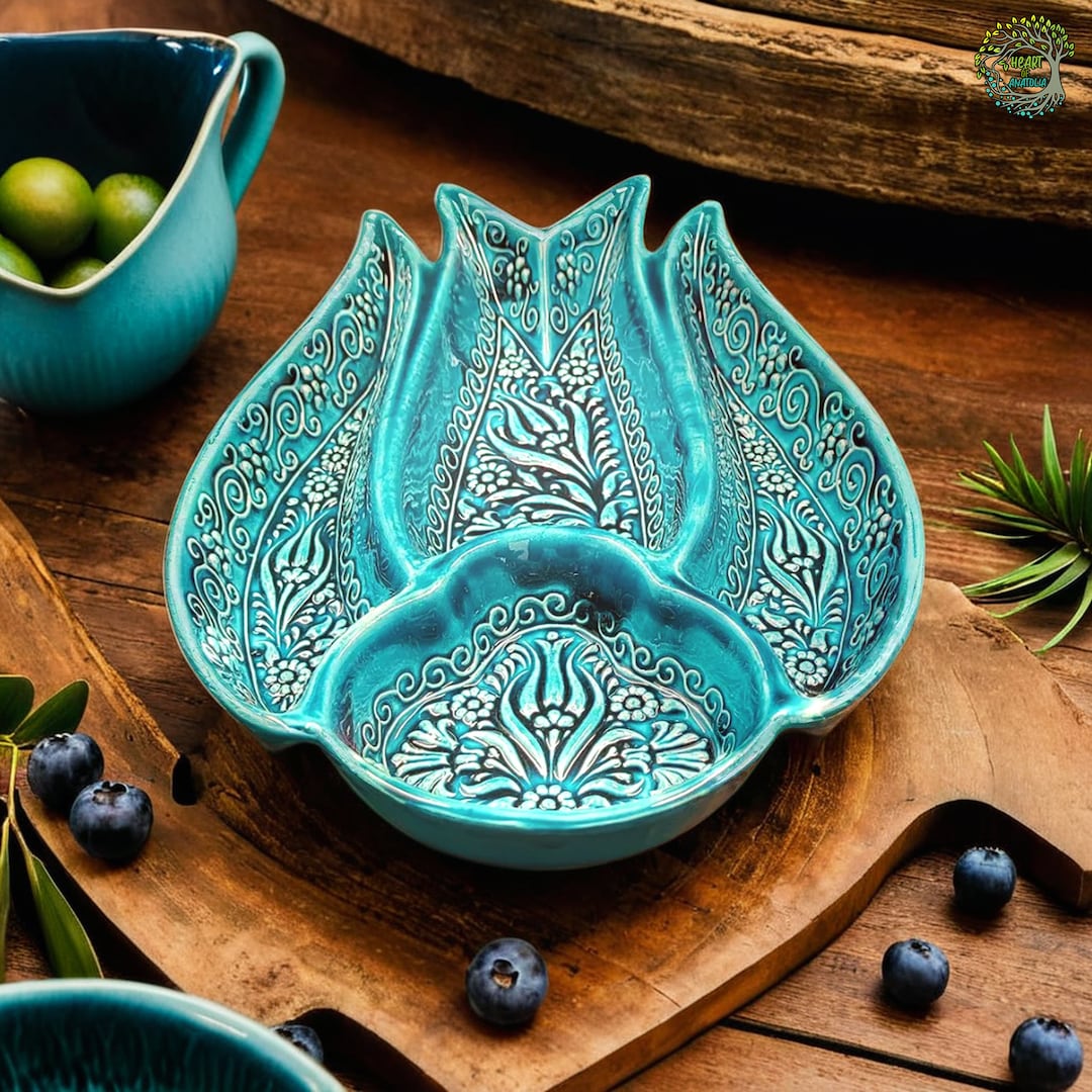 Ceramic Serving Platter Tulip Design | Handmade Breakfast Dinnerware ...