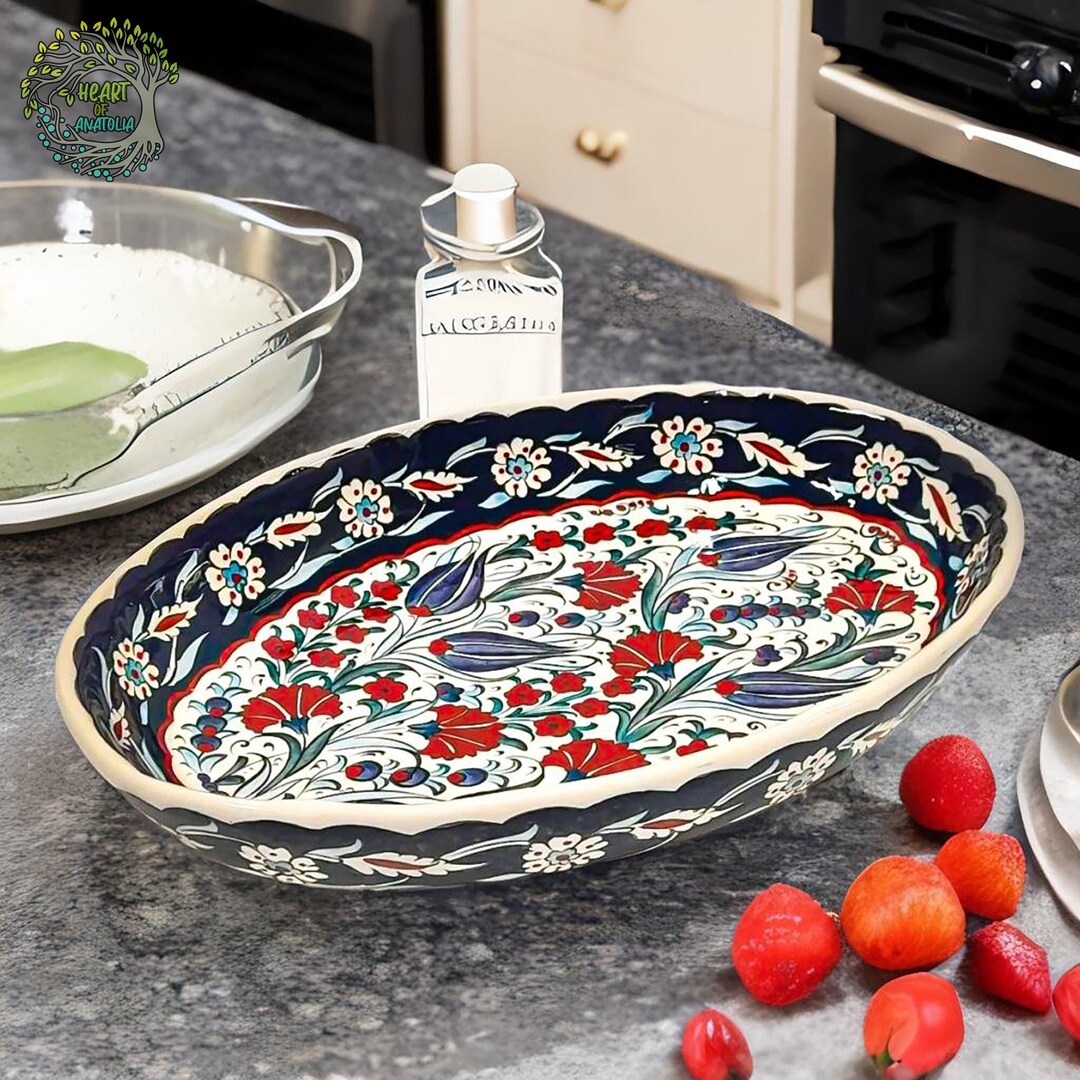 Handmade Ceramic Platter | Oval Serving Pottery Tray | Large Ceramic ...