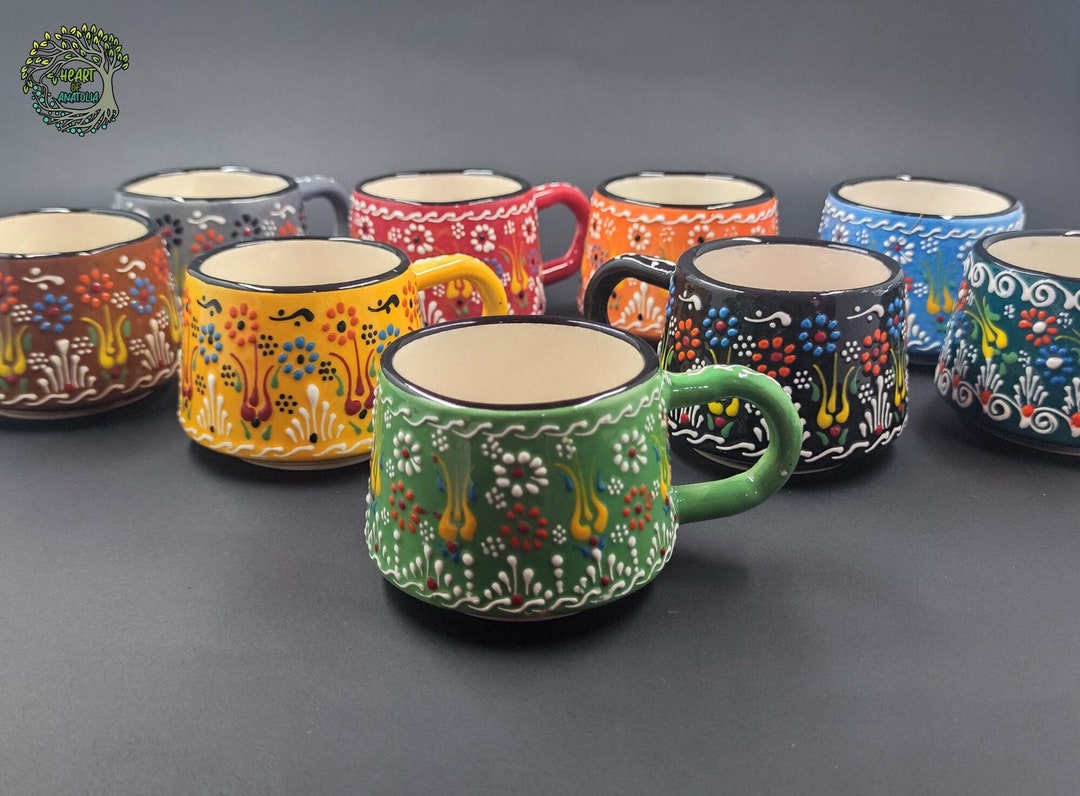 Hand Painted Turkish Ceramic Espresso Mug | Small Coffee Cup - Etsy