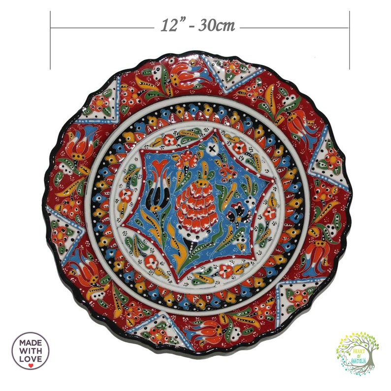 Decorative Ceramic Wall Plates 12 Turkish Handpainted | Etsy
