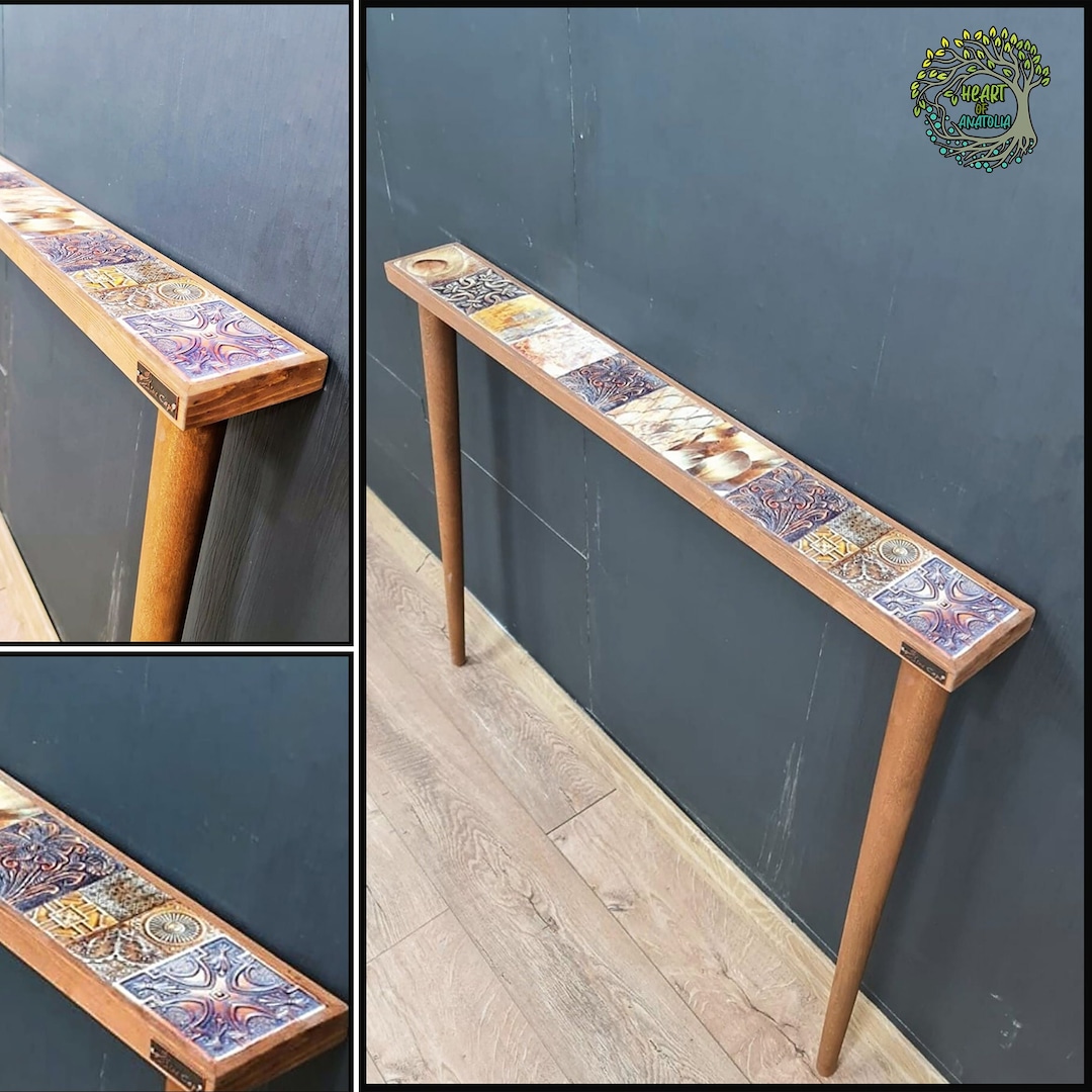 Console Table | Handmade Wood & Stone Unique Side Table | Unique ...