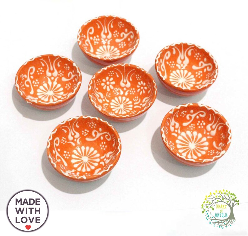 6 Pieces Small & Big Ceramic Bowls Set Traditional Embossed | Etsy