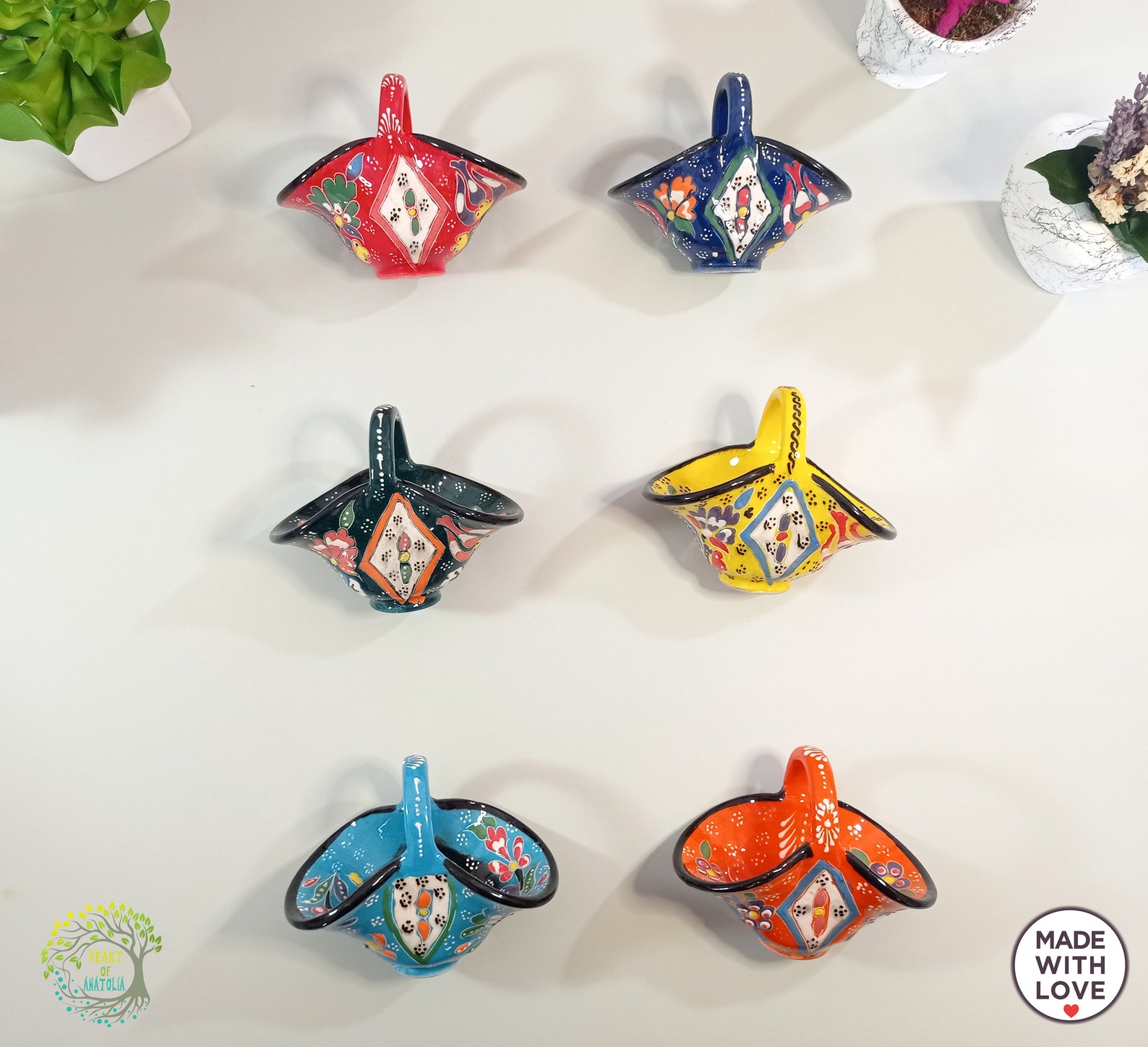 Small Miniature Ceramic Handled Basket Floral Handpainted - Etsy