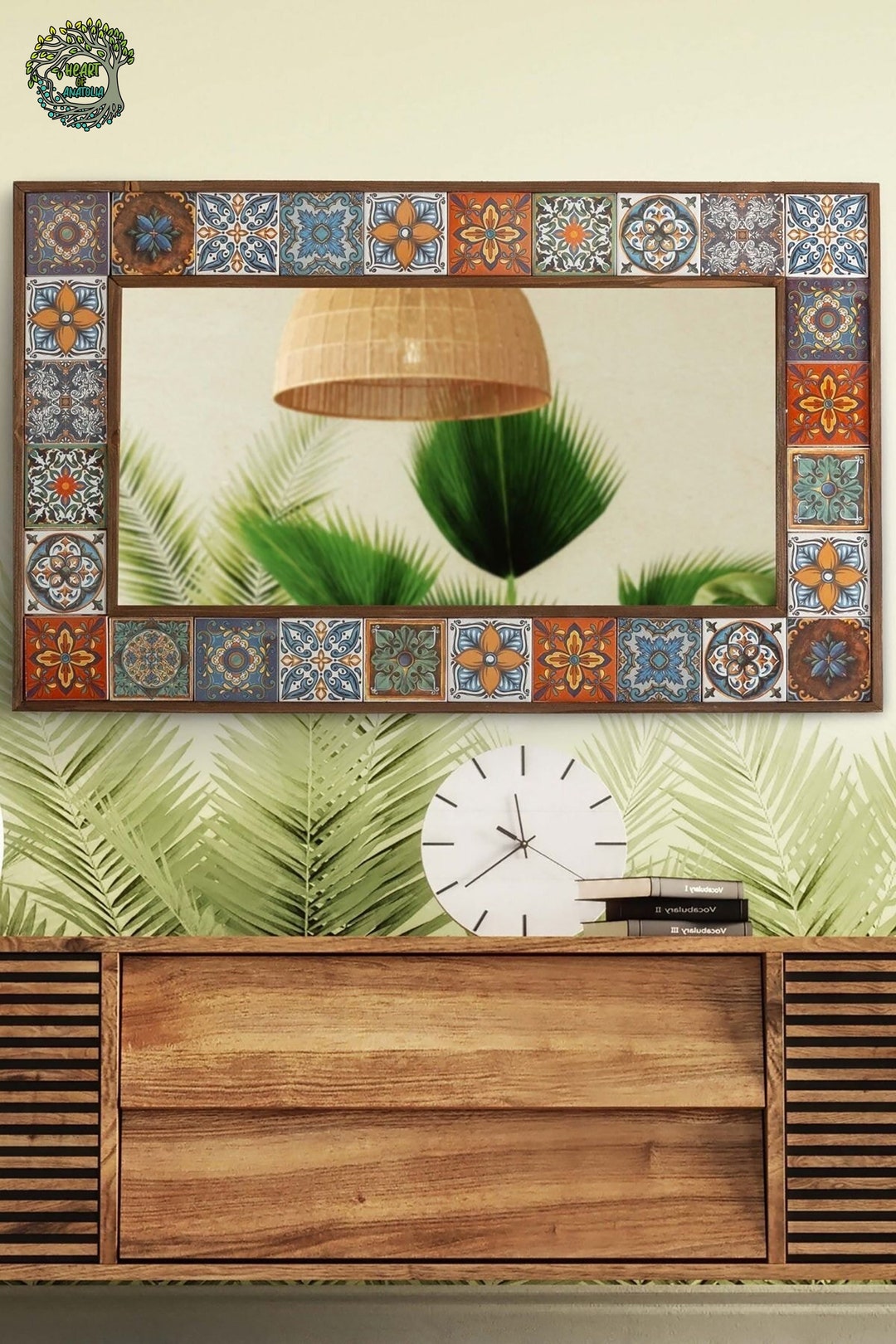 Floor Mirror Full Lenght | Wall Decor Wood Mirror Art | Boho Mosaic ...