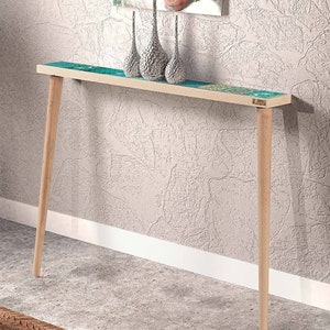 Console Table | Handmade Wood & Stone Unique Side Table | Unique ...