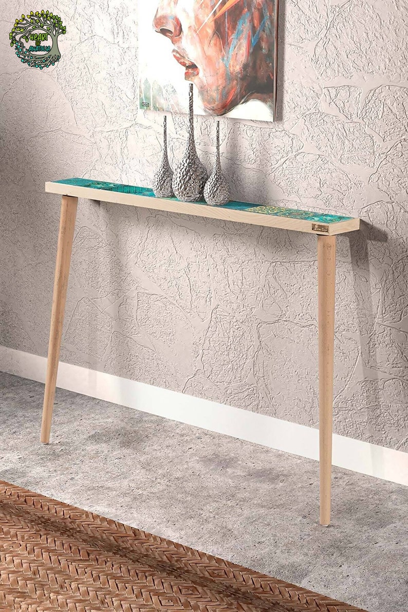 Console Table Handmade Wood & Stone Unique Side Table - Etsy