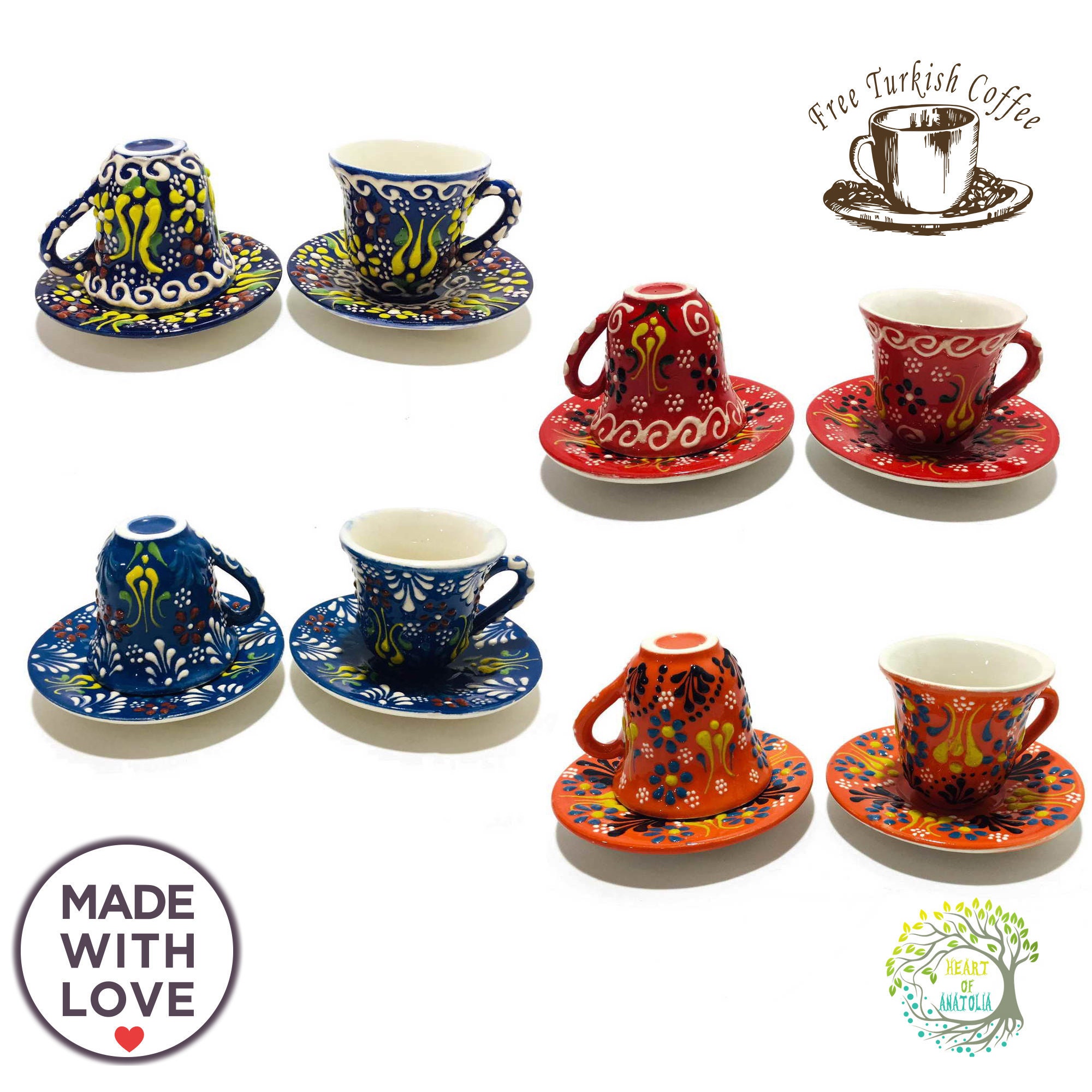 Turkish Coffee Espresso Cup Set of 2 2 Cup 2 Plates | Etsy