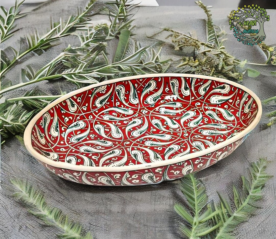 14" Large Ceramic Platter | Handmade Round Platter | Ceramic Tray ...